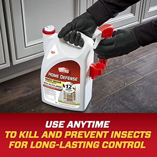 Ortho Home Defense Insect Killer for Indoor & Perimeter2 Ready-To-Use - With Trigger Sprayer, Long-Lasting Control, Kills Ants, Cockroaches, Spiders, Fleas & Ticks, Non-Staining, Odor Free, 1 gal.