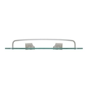 MODONA Corner Glass Shelf with Rail – Satin Nickel – 5 Year Warrantee