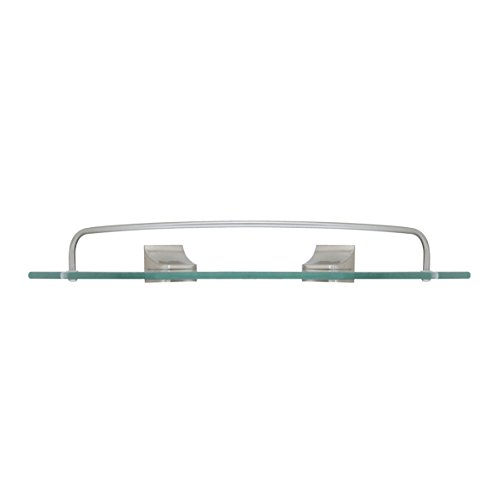 MODONA Corner Glass Shelf with Rail – Satin Nickel – 5 Year Warrantee