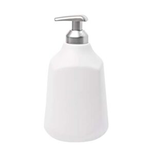 Umbra Corsa White Hand Liquid Soap Pump Dispenser - Modern Matte Ceramic With Soft-Touch Finish Refillable Foaming Container for Bathroom, Kitchen - Wide Mouth for Easy Refilling