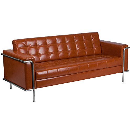 Flash Furniture HERCULES Lesley Series Contemporary Cognac LeatherSoft Sofa with Encasing Frame