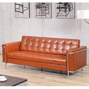 Flash Furniture HERCULES Lesley Series Contemporary Cognac LeatherSoft Sofa with Encasing Frame