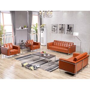 Flash Furniture HERCULES Lesley Series Contemporary Cognac LeatherSoft Sofa with Encasing Frame