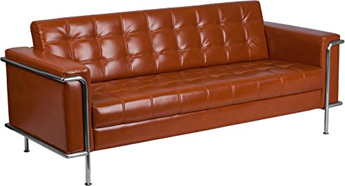 Flash Furniture HERCULES Lesley Series Contemporary Cognac LeatherSoft Sofa with Encasing Frame