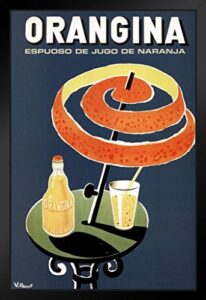 bernard villemot orangina vintage orange drink advertising ad orange peel umbrella black wood framed poster 14x20