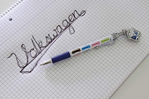 BRISA VW Collection - Volkswagen Samba Bus T1 Camper Van Pen, Ballpoint Pen with Charm (White)