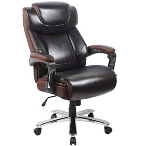 flash furniture big & tall office chair | brown leathersoft executive swivel office chair with headrest and wheels