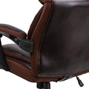 Flash Furniture Big & Tall Office Chair | Brown LeatherSoft Executive Swivel Office Chair with Headrest and Wheels