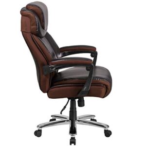 Flash Furniture Big & Tall Office Chair | Brown LeatherSoft Executive Swivel Office Chair with Headrest and Wheels