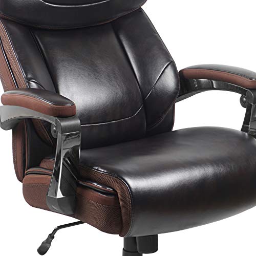 Flash Furniture Big & Tall Office Chair | Brown LeatherSoft Executive Swivel Office Chair with Headrest and Wheels