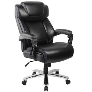 flash furniture hercules series big & tall 500 lb. rated black leathersoft executive swivel ergonomic office chair with adjustable headrest