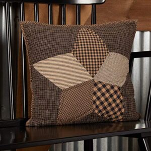 VHC Brands Farmhouse Star Cotton Primitive Bedding Hand Quilted Patchwork Square 16x16 Filled Pillow, 16" x 16", Charcoal Black