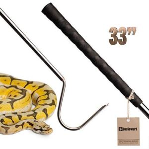 snake hook, copperhead series for snakes small to the size of a ball python, stainless steel & copper, cage length (33 inches) std