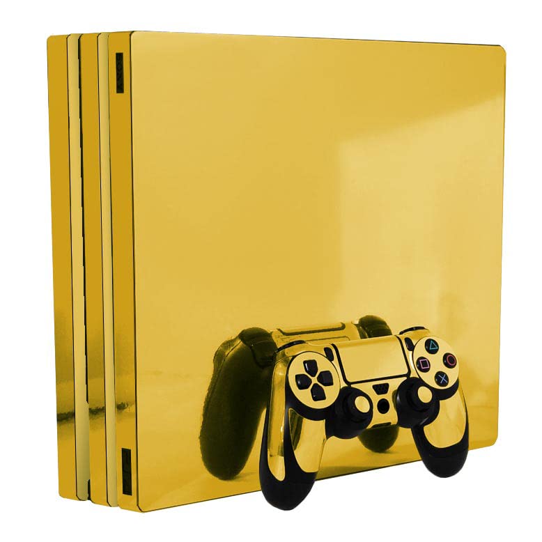 Gold Chrome Mirror - Vinyl Decal Mod Skin Kit by System Skins - Compatible with Playstation 4 Pro Console