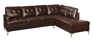 homelegance barrington 109" x 108" pu leather chaise sofa, brown