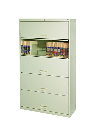 Datum Storage Stak-N-Lok 100 series 5H open shelf With Receding Doors and locking cabinet, 36", Light Gray