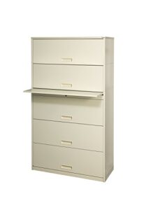 datum storage stak-n-lok 200 series 5h open shelf with receding doors and locking cabinet, 36", bone white