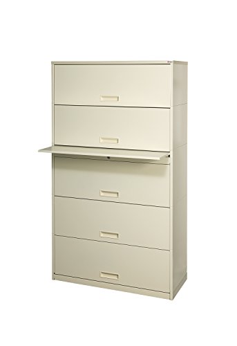 Datum Storage Stak-N-Lok 200 series 5H open shelf With Receding Doors and locking cabinet, 36", Bone White