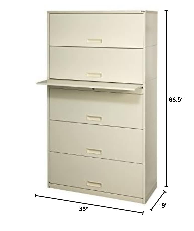 Datum Storage Stak-N-Lok 200 series 5H open shelf With Receding Doors and locking cabinet, 36", Bone White