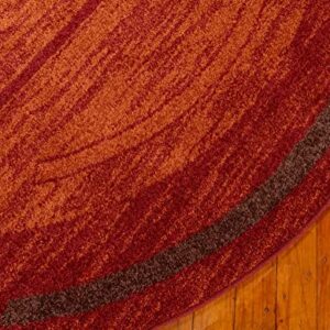 Unique Loom Autumn Collection Modern Contemporary Casual Abstract Area Rug, Round 3' 3 x 3' 3, Terracotta/Burgundy Border