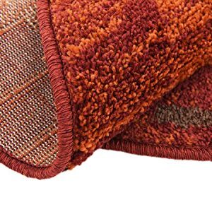 Unique Loom Autumn Collection Modern Contemporary Casual Abstract Area Rug, Round 3' 3 x 3' 3, Terracotta/Burgundy Border