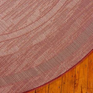 Unique Loom Autumn Collection Modern Contemporary Casual Abstract Area Rug, Round 3' 3 x 3' 3, Terracotta/Burgundy Border