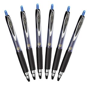 uni-ball signo 207 retractable gel pen, 0.5mm micro point, blue, pack of 6