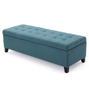 christopher knight home mission fabric storage ottoman, dark teal dimensions: 19.25”d x 50.75”w x 16.25”h