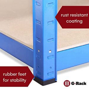 G-Rack | 5 Tier Garage Shelving Units | Metal Shelving Storage | Heavy-Duty Organization Racks | Adjustable Shelves | 2000LB Capacity | Ideal for Workshop, Shed, Office - 59D x 30W x 12H (Blue)