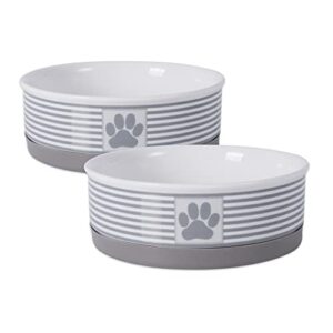 bone dry paw & patch ceramic pet collection, medium set, 6x2", gray, 2 piece