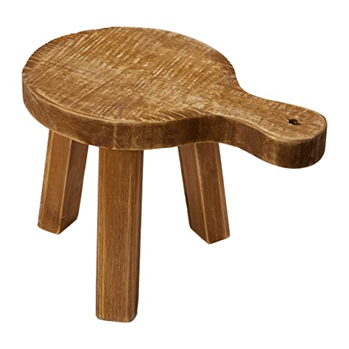 Creative Co-Op Round Shaped Riser with Handle Wood Pedestal, Small, Natural