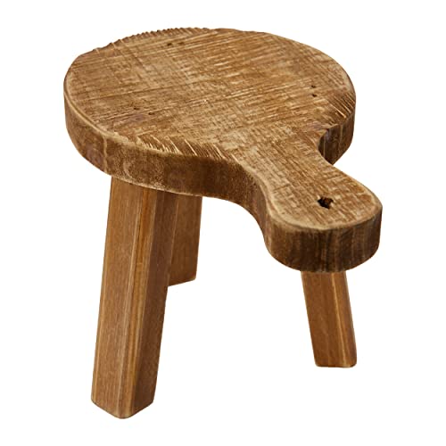 Creative Co-Op Round Shaped Riser with Handle Wood Pedestal, Small, Natural