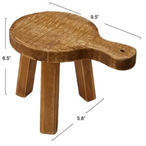 Creative Co-Op Round Shaped Riser with Handle Wood Pedestal, Small, Natural