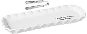 mud pie bacon serving tray set, white, 12" x 4.5"