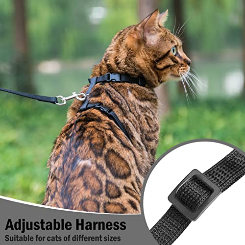 PUPTECK Adjustable Cat Harness Nylon Strap Collar with Leash Black