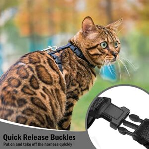 PUPTECK Adjustable Cat Harness Nylon Strap Collar with Leash Black