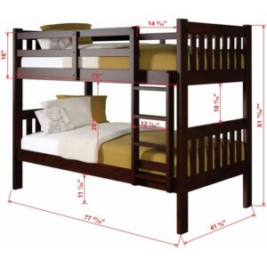 Donco Kids Austin Mission Twin Over Twin Cappuccino Bunkbed