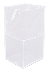 birdrock home pop-up magic hamper - collapsible mesh laundry hamper - square - carry handles - dirty laundry sorter mesh basket - white