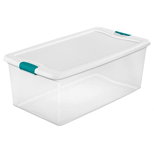 Sterilite 14998004 Plastic Liter Latch Box, Clear, 106 Quarts