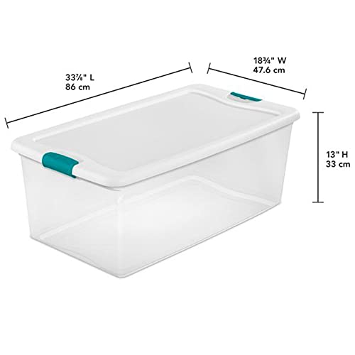 Sterilite 14998004 Plastic Liter Latch Box, Clear, 106 Quarts