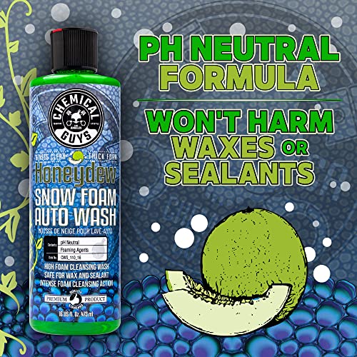 Chemical Guys CWS_110_64 Honeydew Snow Foam Car Wash Soap (Works with Foam Cannons, Foam Guns or Bucket Washes) Safe for Cars, Trucks, Motorcycles, RVs & More, 64 fl oz (Half Gallon), Honeydew Scent