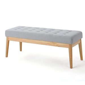 christopher knight home saxon fabric bench, light grey, 15.75” d x 43.50” w x 17.00” h