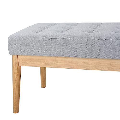 Christopher Knight Home Saxon Fabric Bench, Light Grey, 15.75” D x 43.50” W x 17.00” H