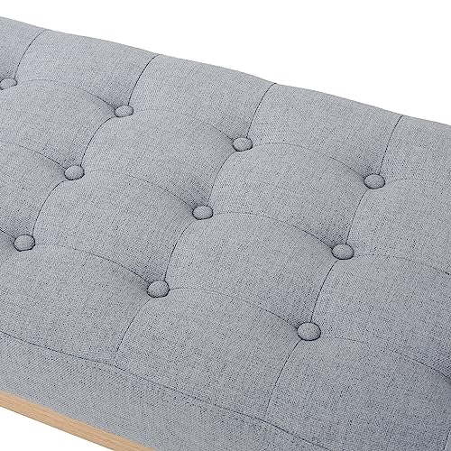 Christopher Knight Home Saxon Fabric Bench, Light Grey, 15.75” D x 43.50” W x 17.00” H