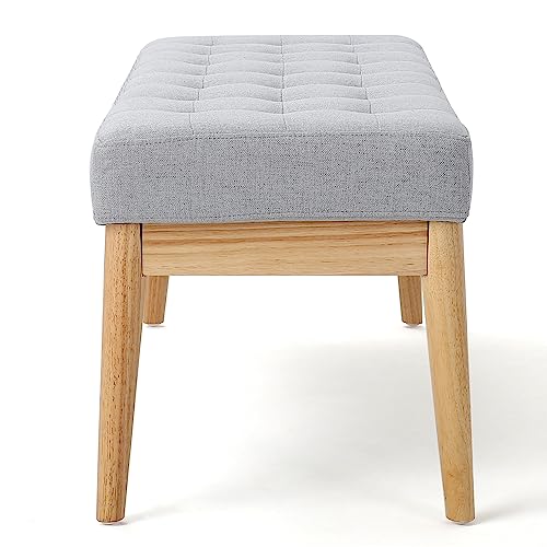 Christopher Knight Home Saxon Fabric Bench, Light Grey, 15.75” D x 43.50” W x 17.00” H