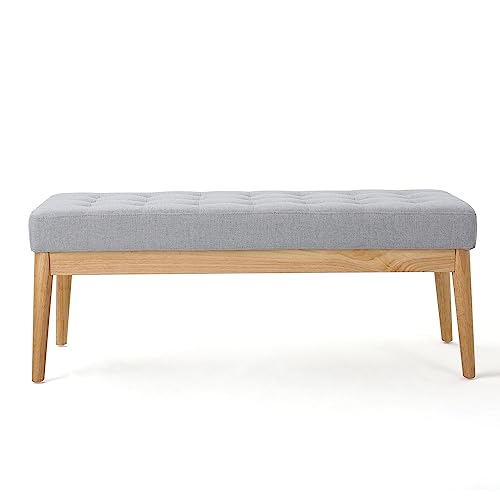 Christopher Knight Home Saxon Fabric Bench, Light Grey, 15.75” D x 43.50” W x 17.00” H