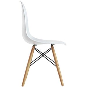 Giantex Dining Chairs Set of 2 White, Pre Assembled Mid Century Modern Dining Chairs with Wood Legs, Armless Kitchen Chairs, Plastic Dining Side Chair for Dining Room, Kitchen, Living Room