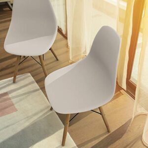 Giantex Dining Chairs Set of 2 White, Pre Assembled Mid Century Modern Dining Chairs with Wood Legs, Armless Kitchen Chairs, Plastic Dining Side Chair for Dining Room, Kitchen, Living Room