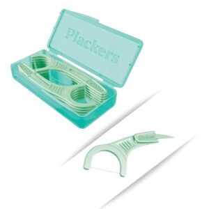 Plackers Micro 12 Counter Flosser with Travel Case, Mint, 2-Pack