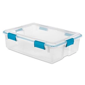 Sterilite Multipurpose 37 Quart Clear Plastic Under-Bed Storage Tote Bins with Secure Gasket Latching Lids for Home Organization, (4 Pack)